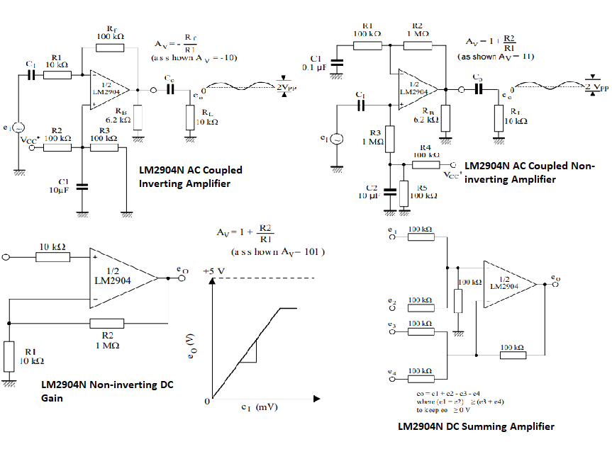 LM2904N OP-AMP: ویژگی های اصلی ، Pinout و برنامه های مدار